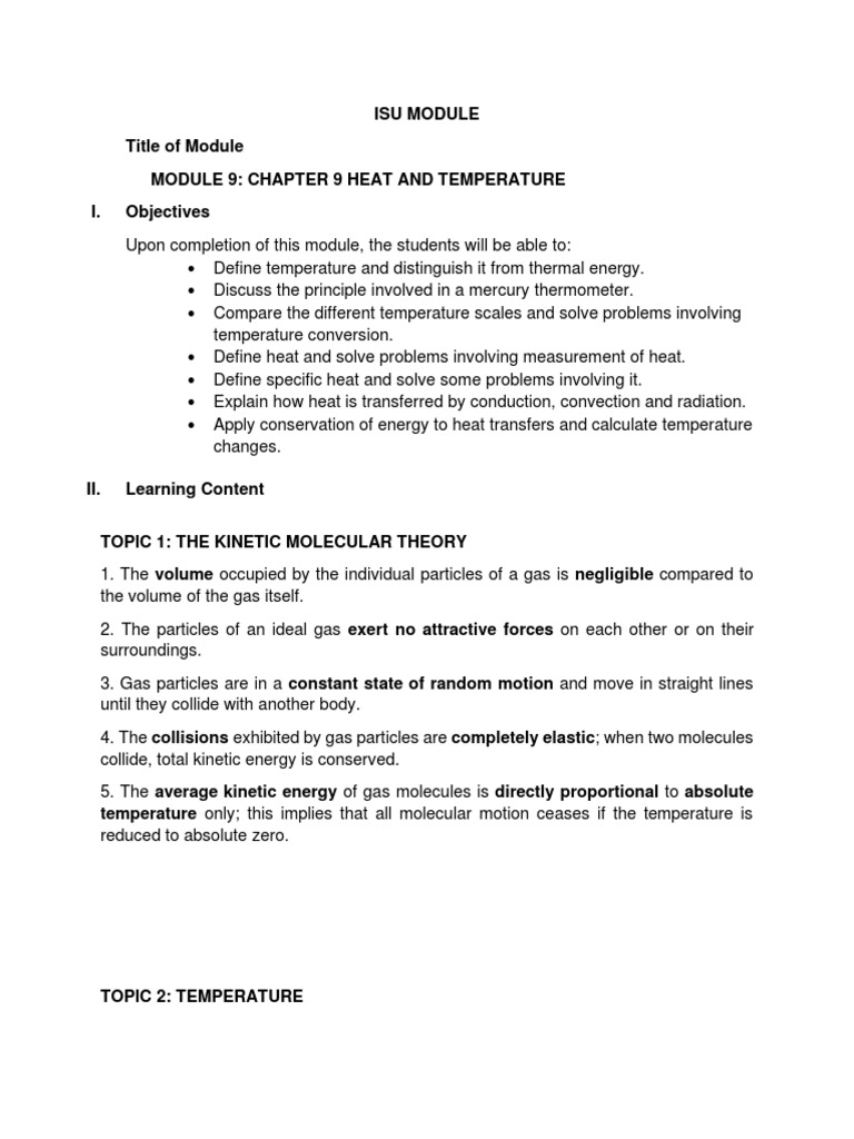 Chapter 9 - Heat and Temperature | PDF | Celsius | Temperature