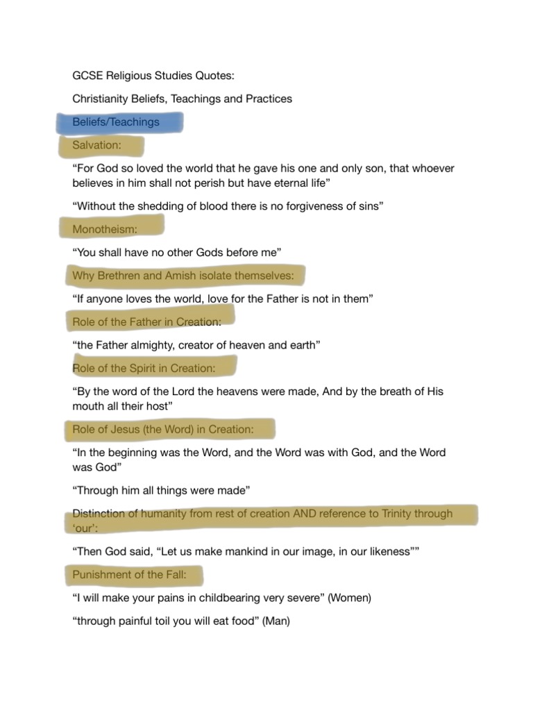 GCSE RE Quotes | PDF | God The Father | Jesus