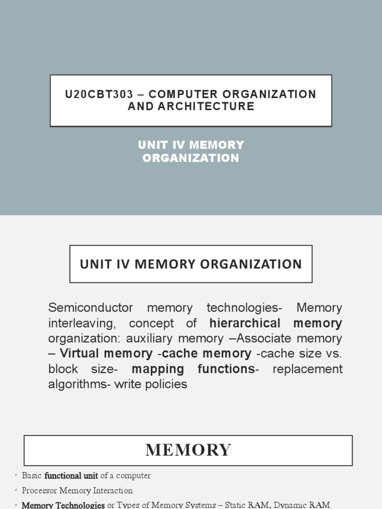 Coa Unit Iv | PDF | Computer Data Storage | Read Only Memory