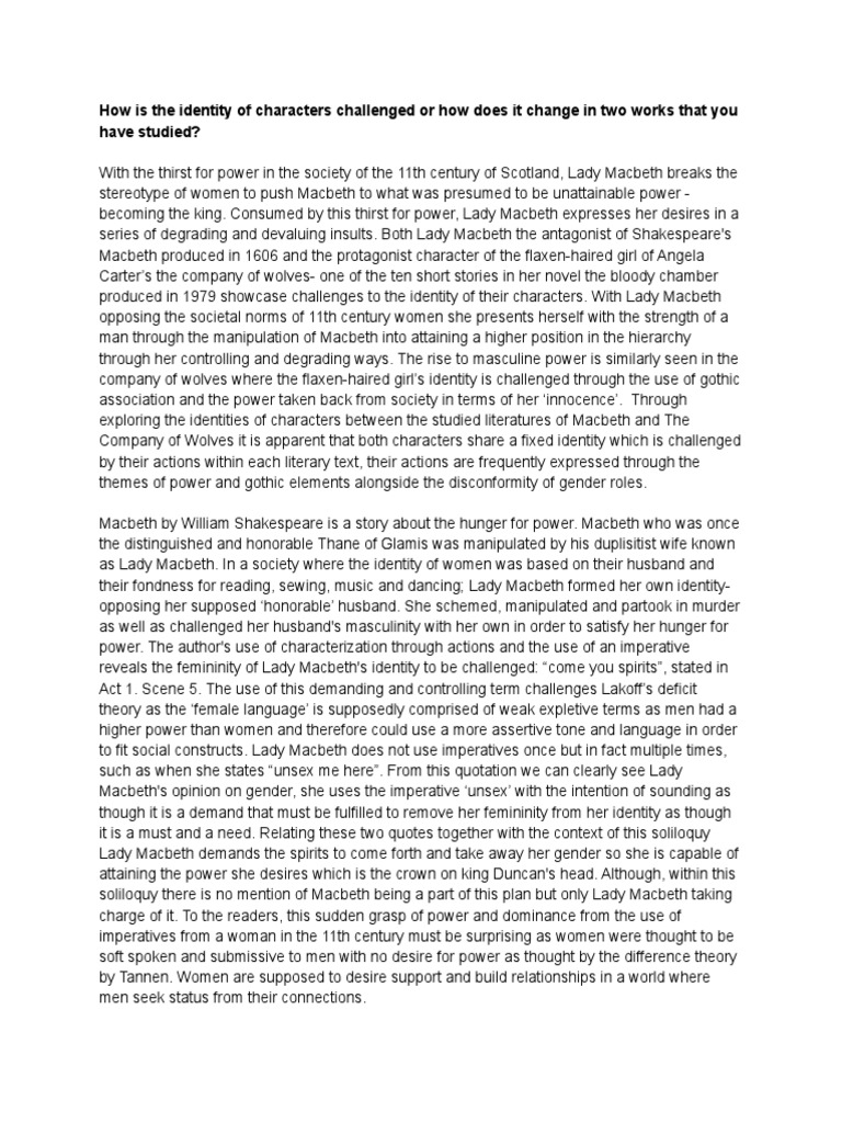 English Paper 2 | PDF | Macbeth | Gender