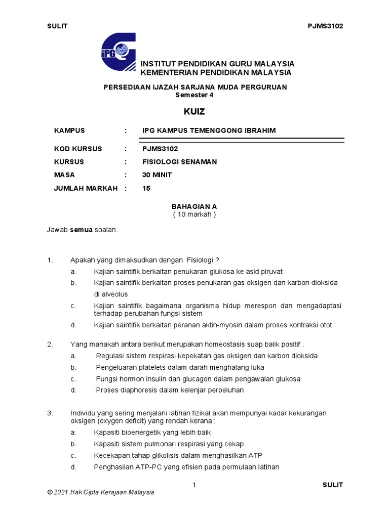 Soalan Kuiz PJMS3102 | PDF