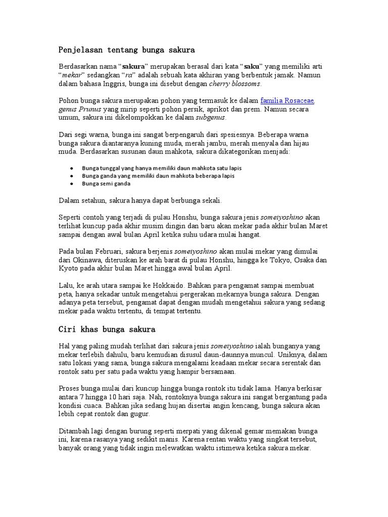 Materi Tentang Bunga SAKURA | PDF