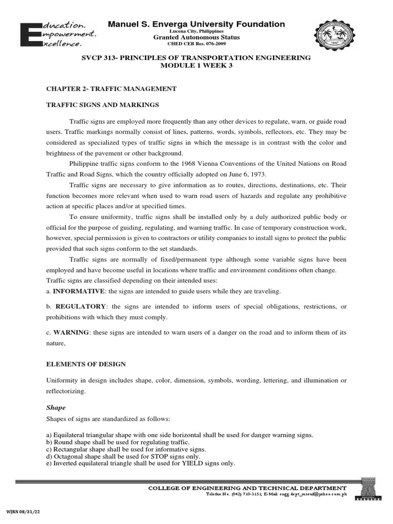 6 Svcp-3313-Module-2-Week-3 | PDF | Traffic | Road