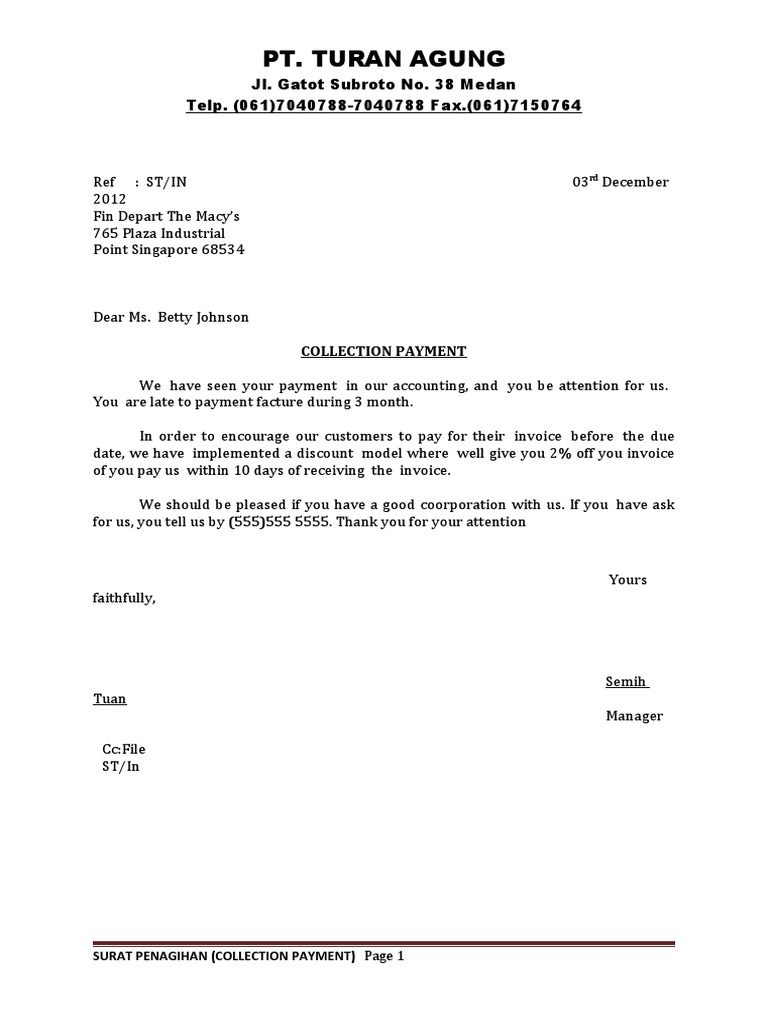 Collection Letter | PDF