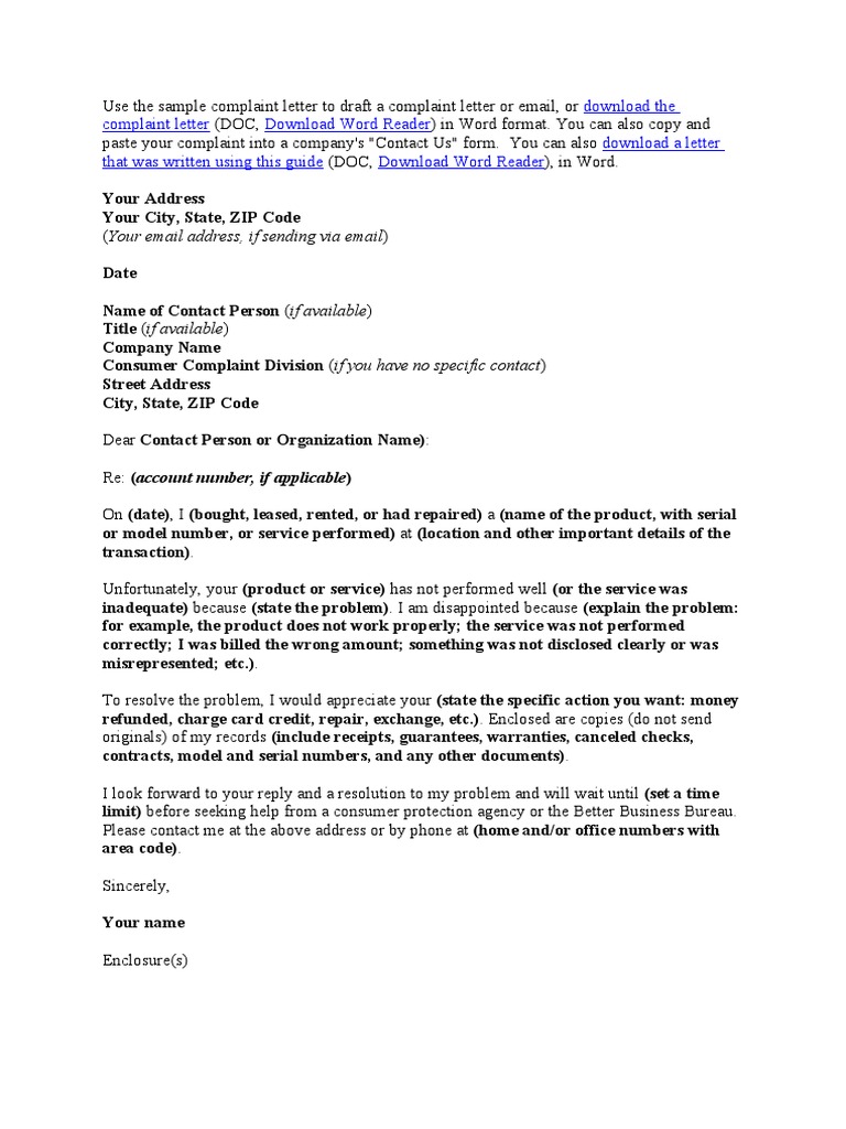 Complaint Letter | PDF | Receipt | Complaint