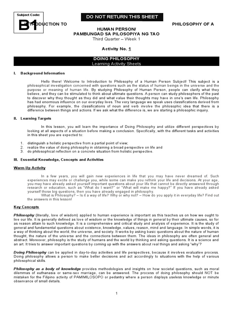 Las 1 - Philo | PDF | Experience | Wisdom