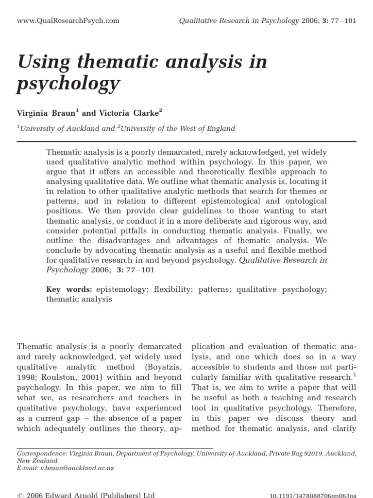 Braun Clarke Using Thematic Analysis in Psychology | Qualitative ...