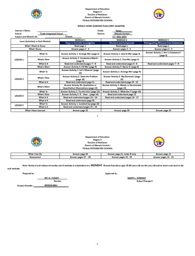 WHLP - Science 7 (1st Quarter) | PDF