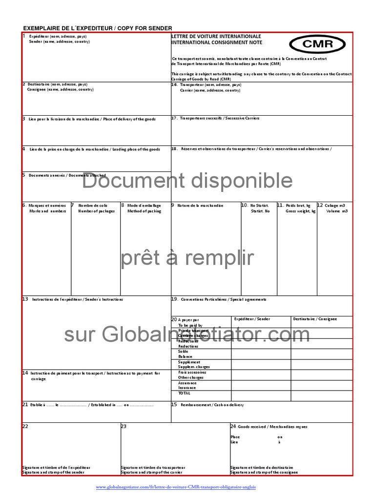 Lettre de Voiture CMR | PDF | Transport | Secteurs du service
