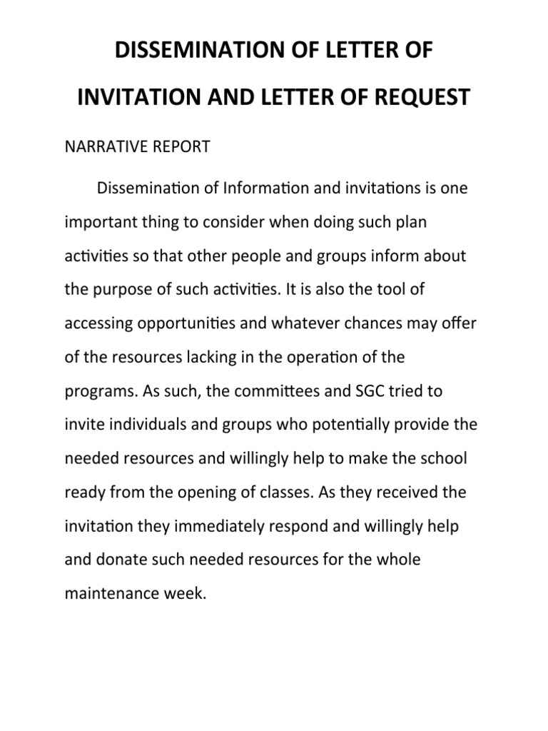 Dissemination of Letter of Invitation and Letter of Request | PDF