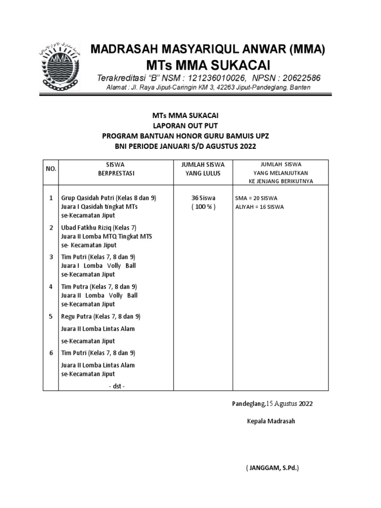 Contoh Laporan OUTPUT-1 | PDF