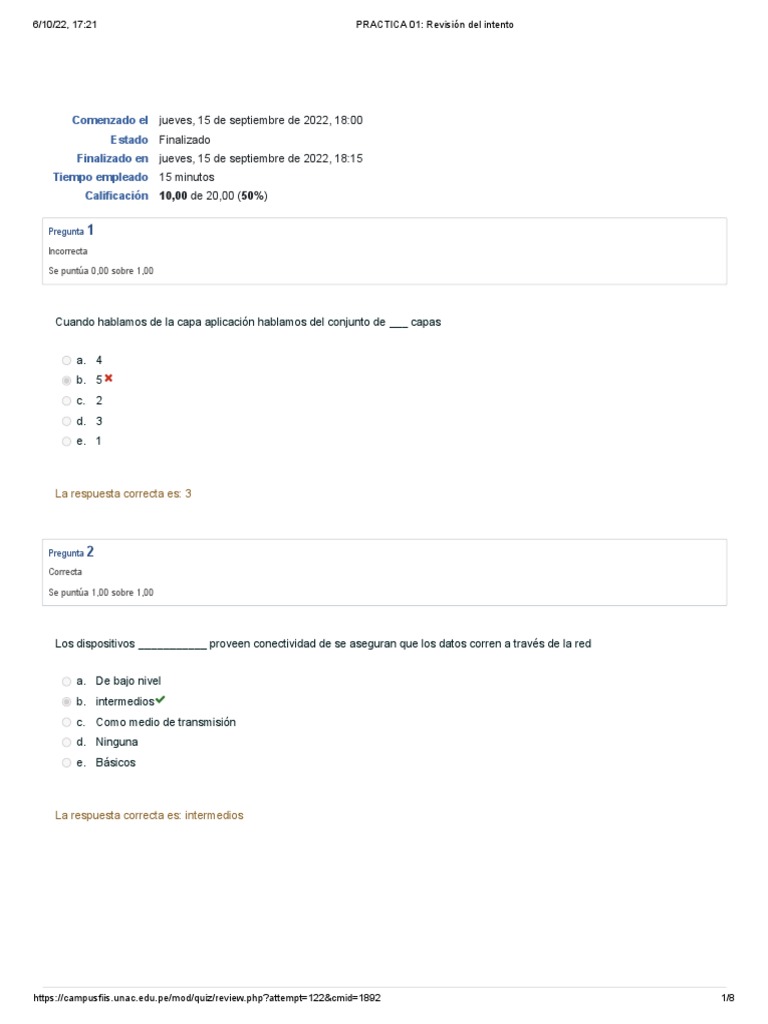 PRACTICA 01 - Revisión Del Intento | PDF | Informática | Tecnología