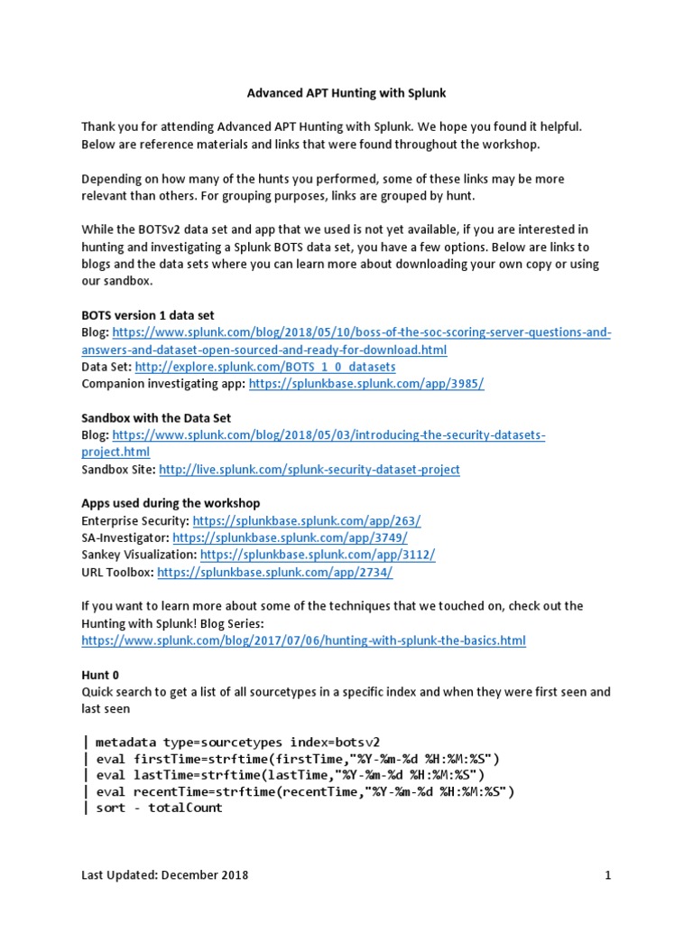 Advanced APT Hunting With Splunk Takeaway | PDF | File Transfer ...