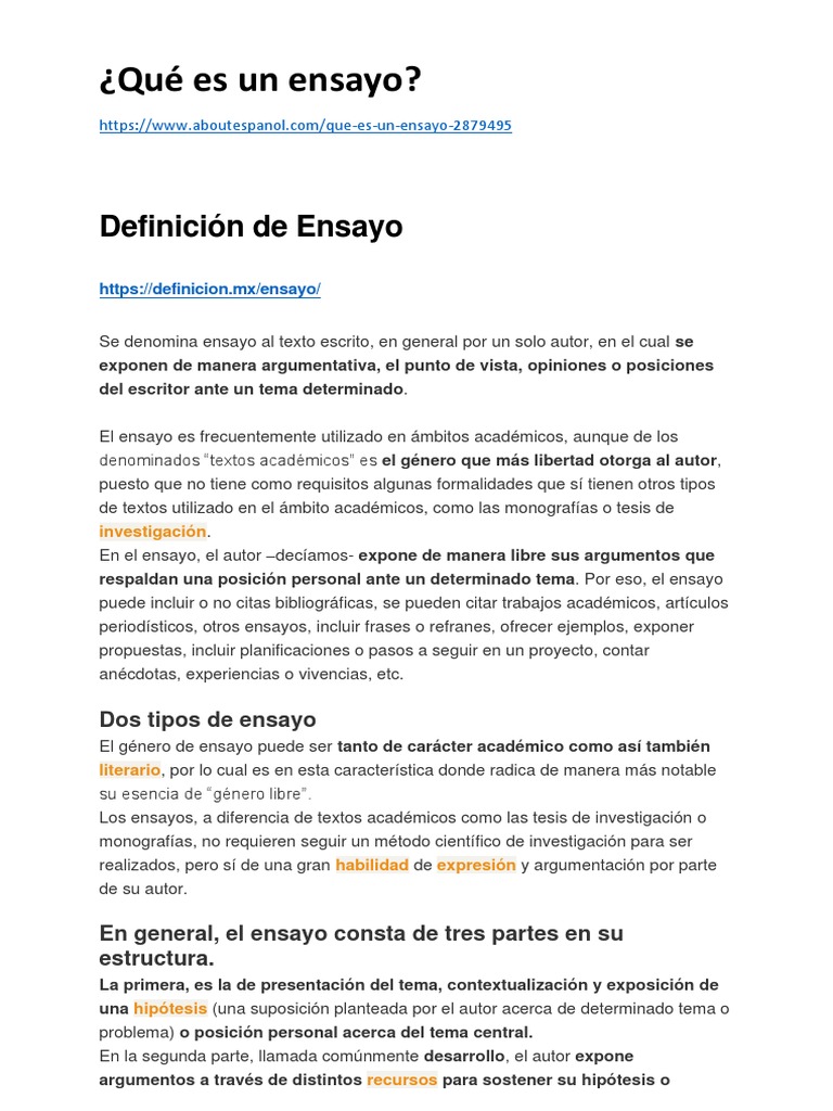 Cómo Se Escribe Un Ensayo | PDF