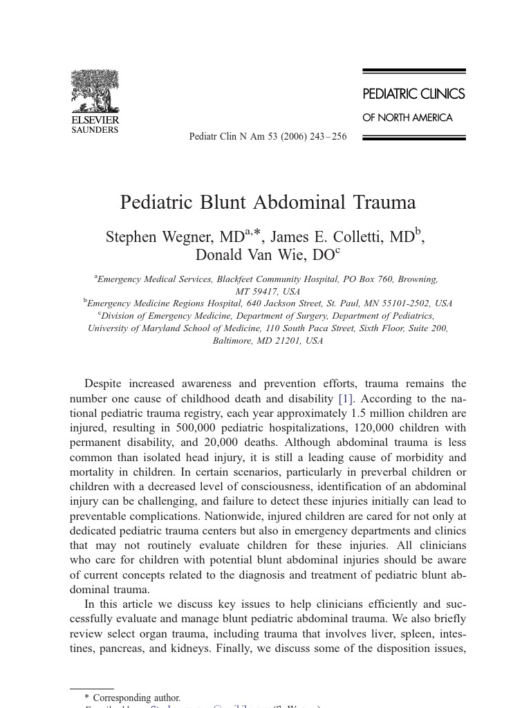 Pediatric Blunt Abdominal Trauma | PDF | Alanine Transaminase | Major ...
