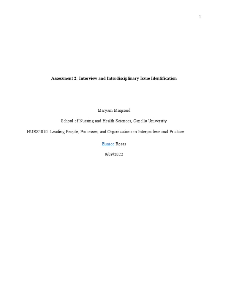 NURS-FPX4010 - Maryam Maqsood - Assignment 2-1docx | PDF | Nursing | Hospital