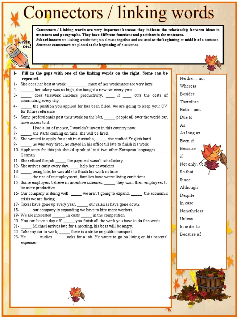 Connectors Linking Words | PDF | Employment | Business