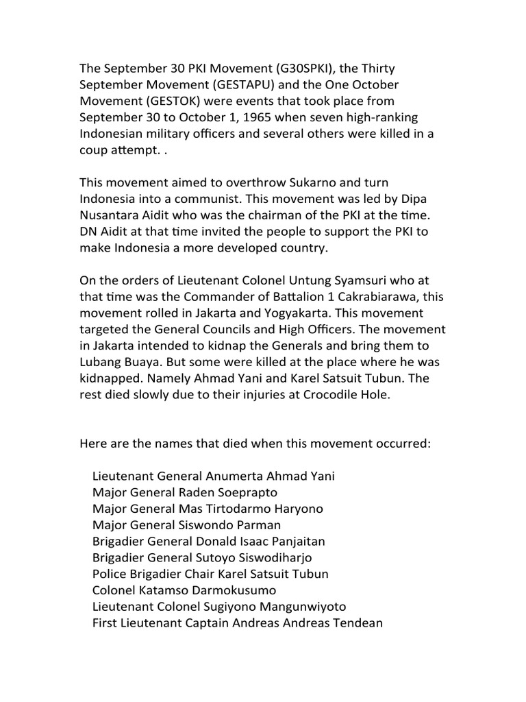 The September 30th Movement: An Attempted Communist Coup in Indonesia ...