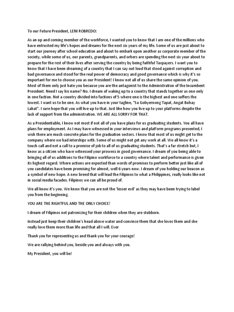 A letter to Leni Robredo | PDF