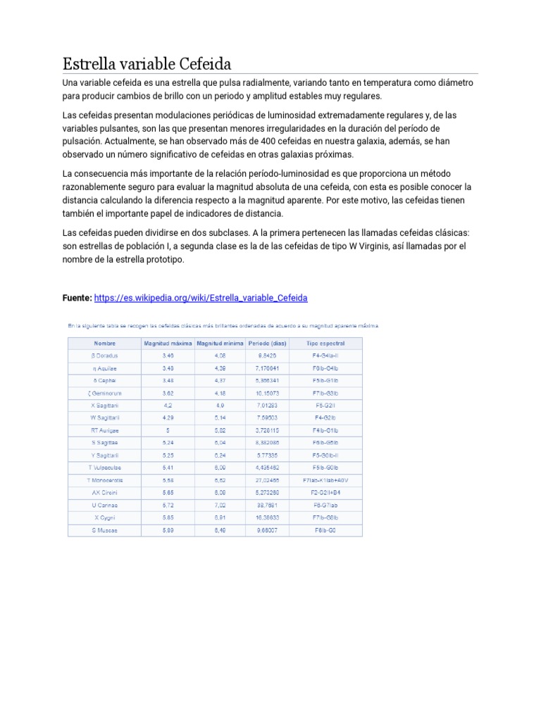 Estrella Variable Cefeida | PDF | Estrellas | Objetos astronómicos
