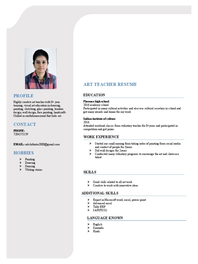 Art Teacher Resume Art Teacher CV Examples & Guide For 2025