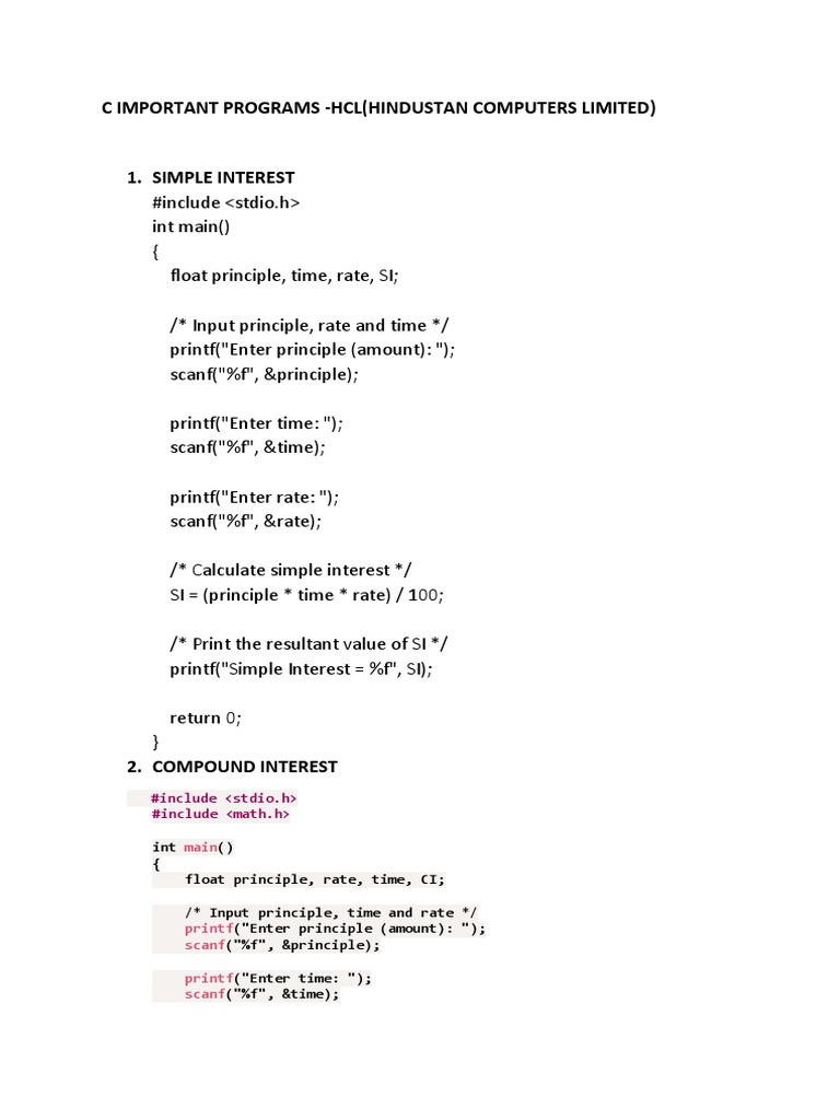 C Important Programs | Download Free PDF | Array Data Structure | Mathematics