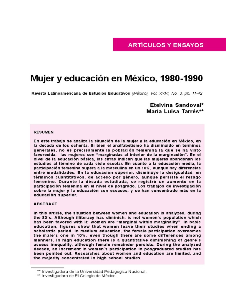 Educación de la mujer en México, 1980-1990 | PDF | Discriminación y ...