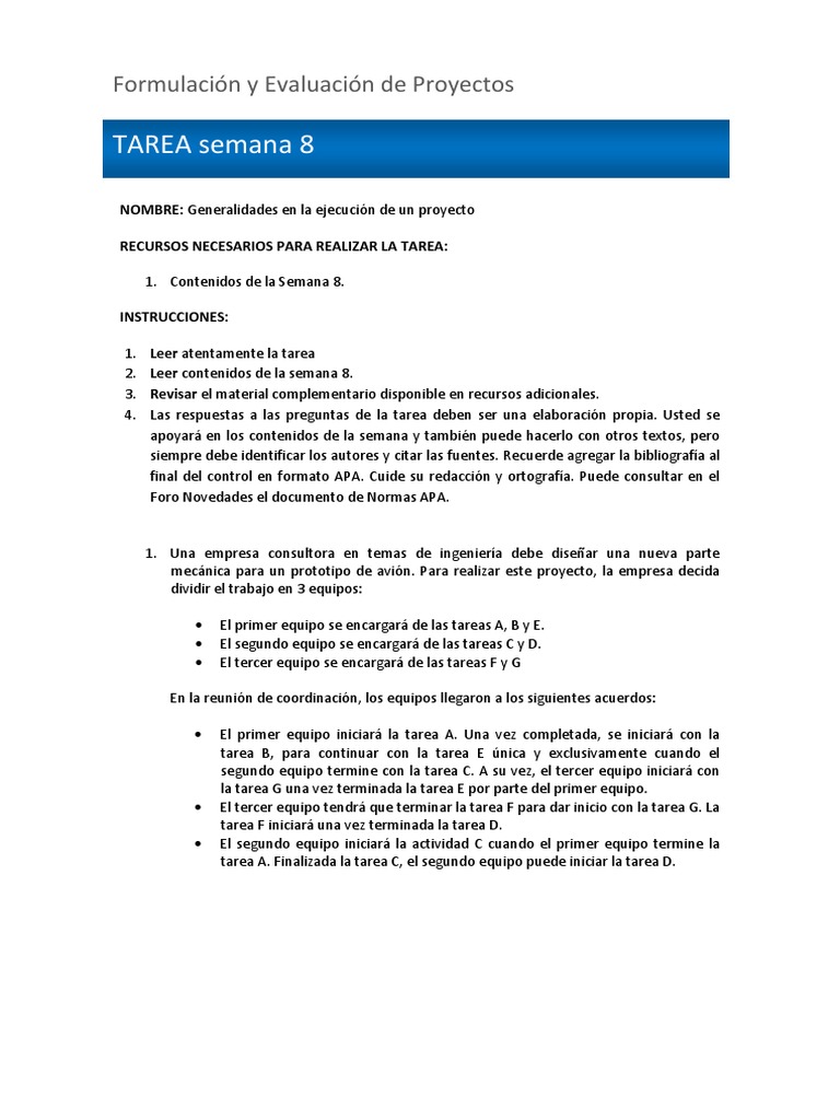 Tarea Semana 8 Formulación y Evaluación de Proyectos | PDF | Informática
