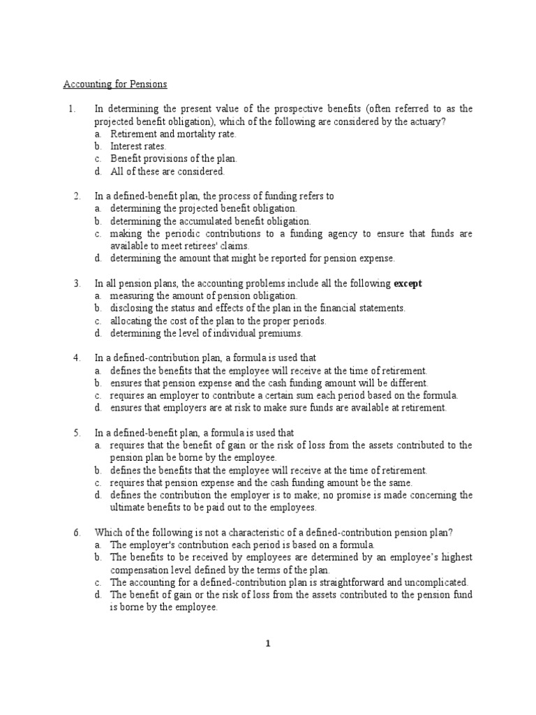 Accounting For Pensions Na | PDF