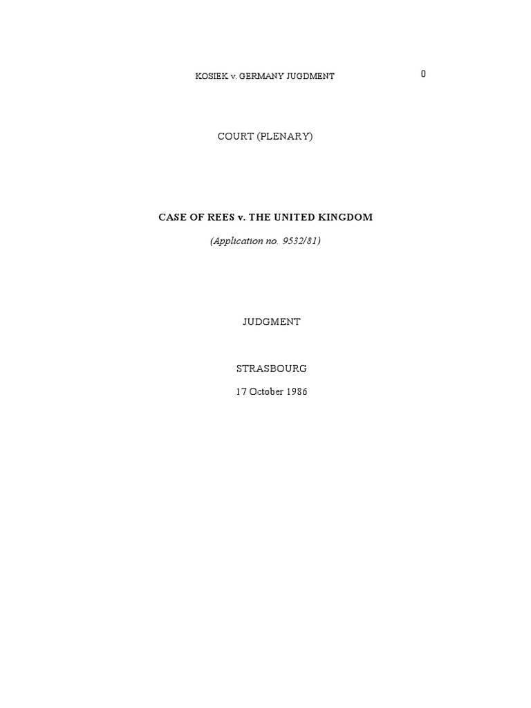 CASE OF REES v. THE UNITED KINGDOM | PDF