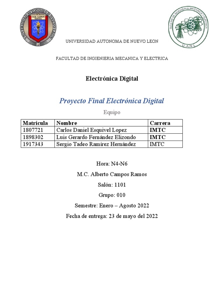 PIA - Eléctronica Digital 1 | PDF | Electrónica | Simulación