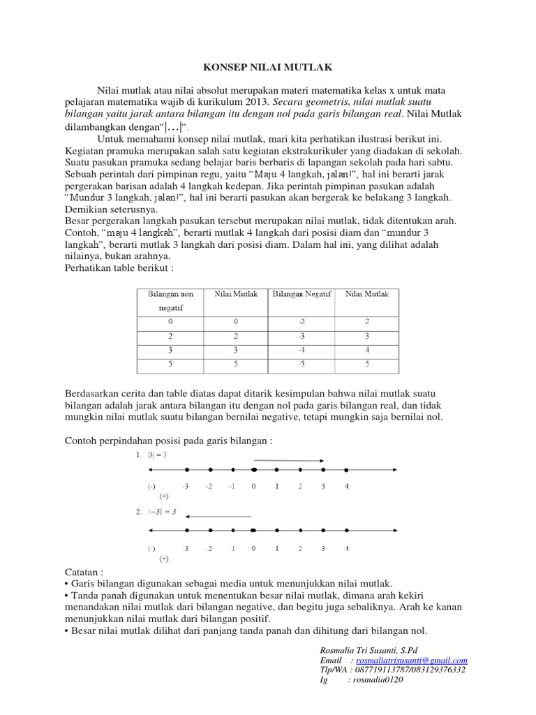 Konsep Nilai Mutlak | PDF | Karier & Perkembangan | Metode & Bahan Ajar