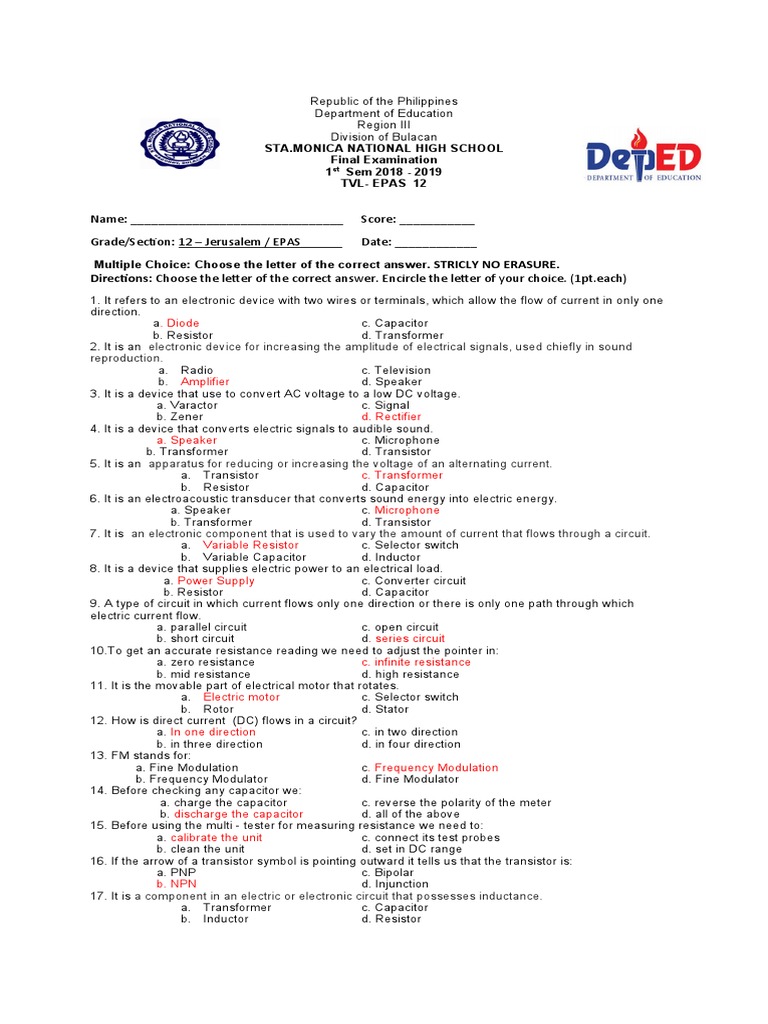 Grade 12 Final Exam 1st Sem | PDF