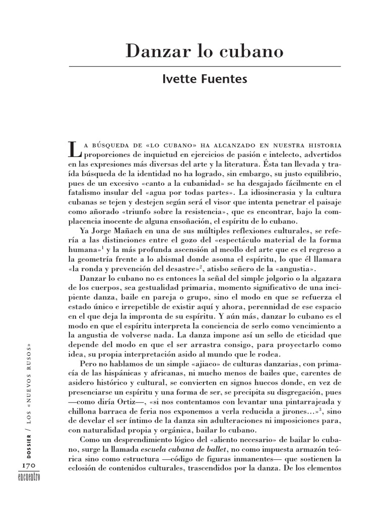 danzar lo cubano artículo | PDF | Bailes | Alma