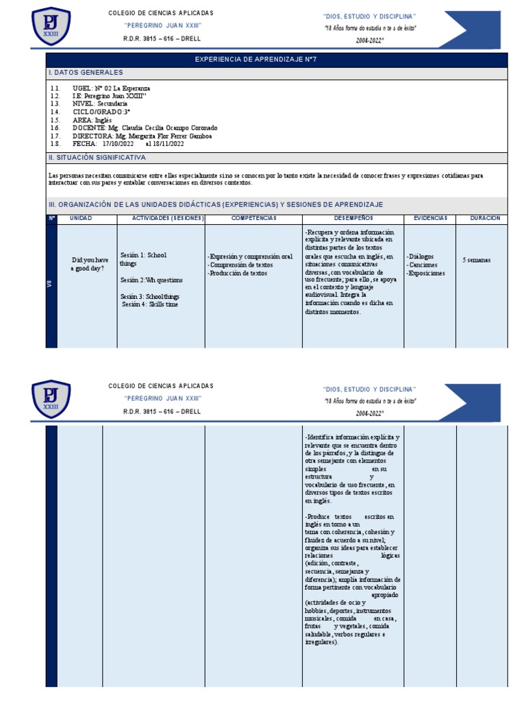 EXPERIENCIA DE APRENDIZAJE N°7 - 2° Secundaria | PDF | Aprendizaje | Cognición