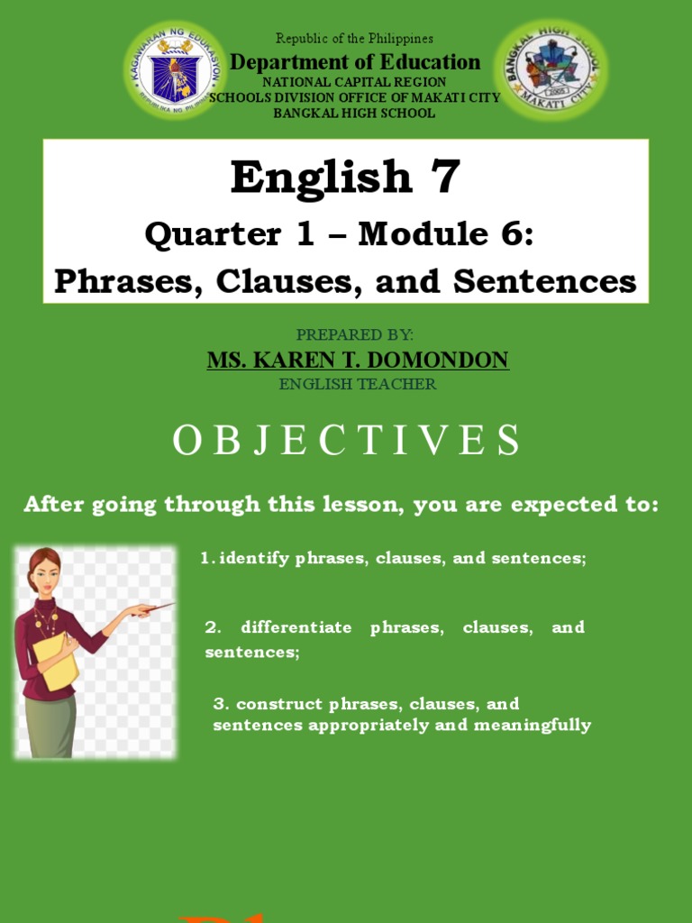 MODULE 6 Phrases Clauses, and Sentences | PDF | Clause | Phrase