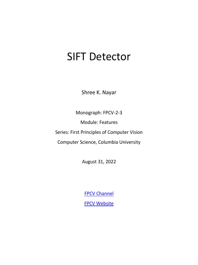 Sift Detector Fpcv 2 3 Pdf Digital Signal Processing Computer Vision