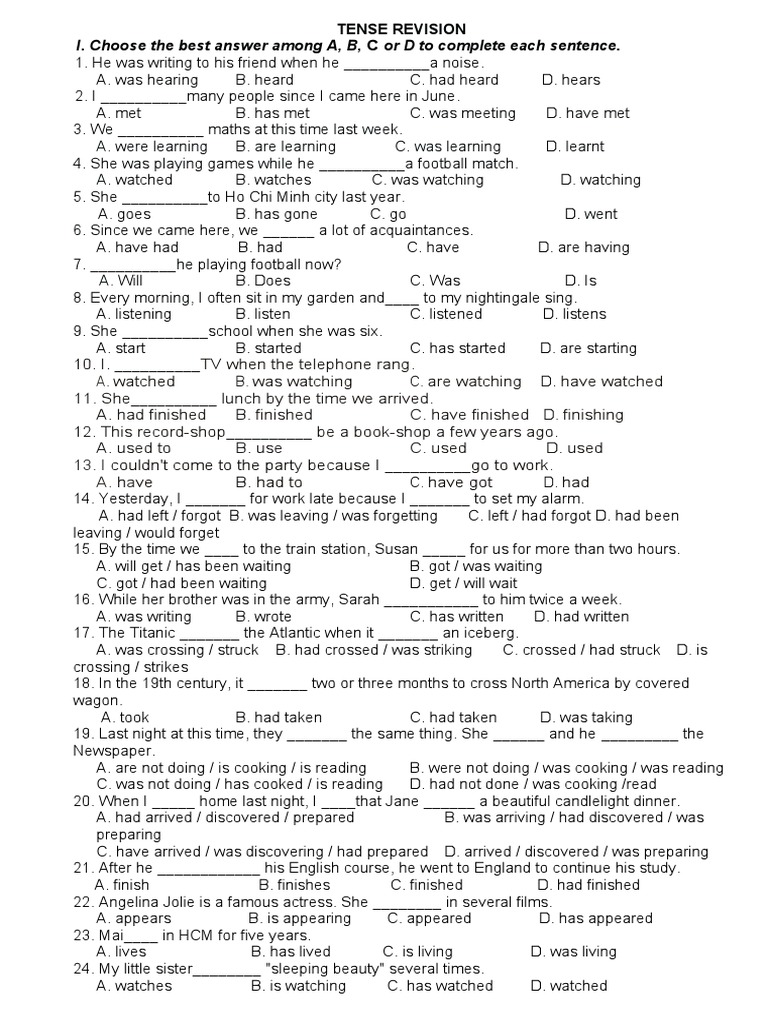 Homework Tense Revision | PDF