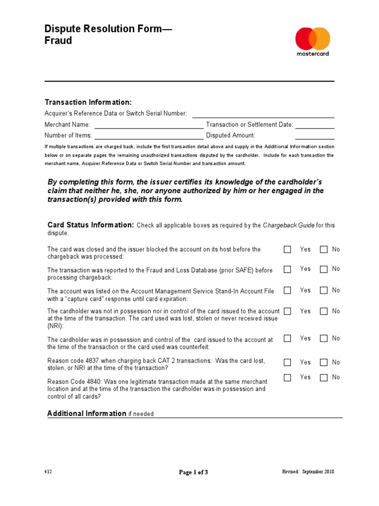 0412 - Dispute Resolution Form - Fraud | PDF | Information Technology