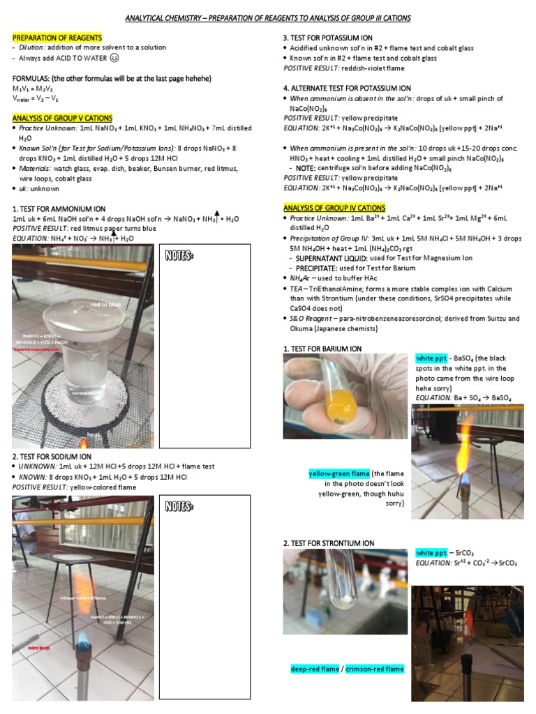 ANACHEM Midterms Notes | PDF | Ammonium | Zinc