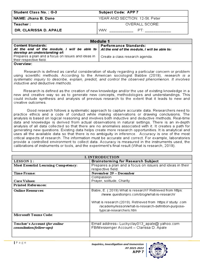 3is MODULE 1 | Download Free PDF | Inductive Reasoning | Sampling (Statistics)