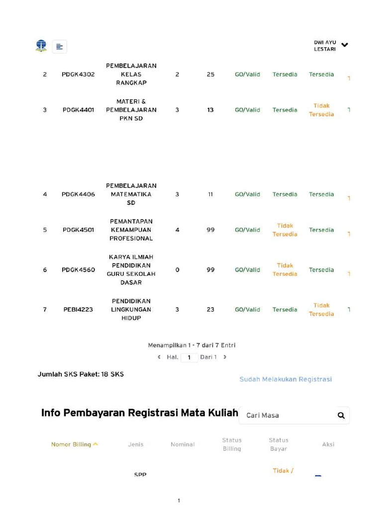 UT - Sistem Informasi Akademik | PDF