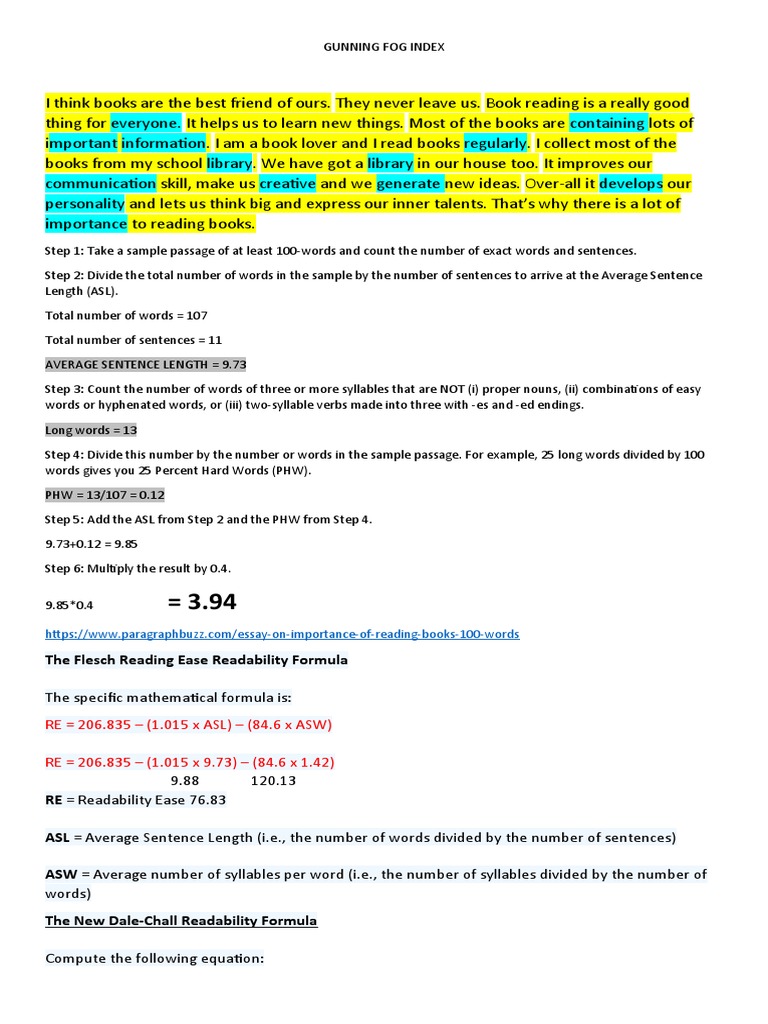 Fog Index | PDF | Cognition | Cognitive Science
