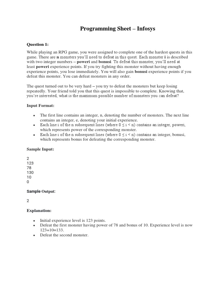 Programming Sheet - Infosys | PDF | String (Computer Science) | Decimal