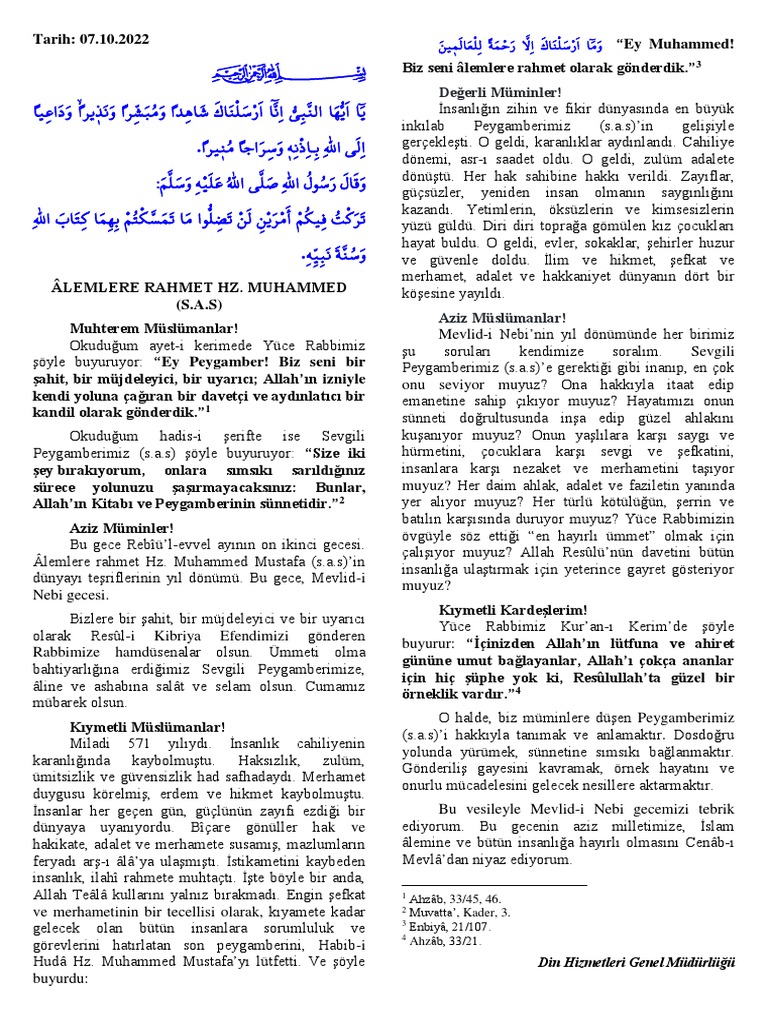 Alemlere Rahmet Hz. Muhammed (S.a.s) | PDF