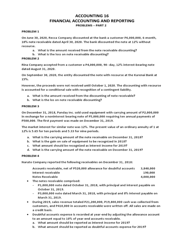 ACCTG 16 FAR W2 Problems Part 2 PDF | PDF | Loans | Inventory