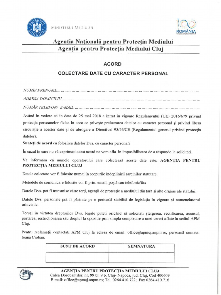 4.acord Prelucrare Date Cu Caracter Personal 0 | PDF
