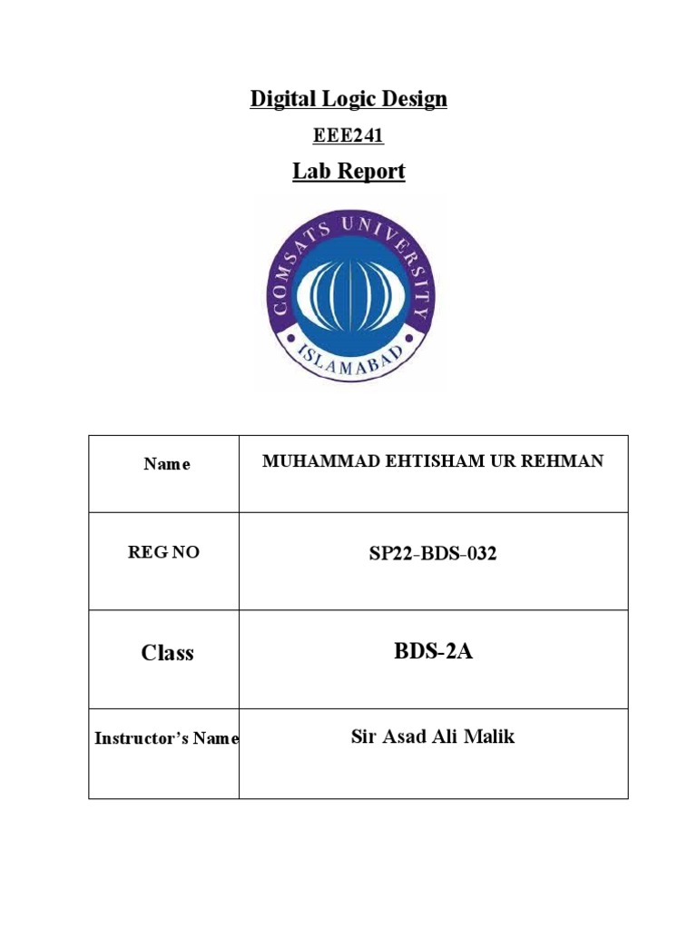 Digital Logic Design Lab Report Summary | PDF | Logic Gate | Computer Engineering