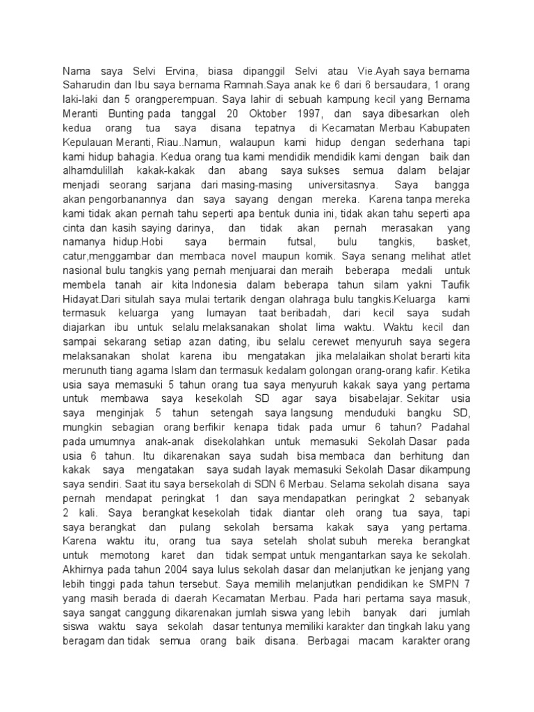 Contoh Biografi Diri Sendiri Pribadi II - PDF - Convert | PDF