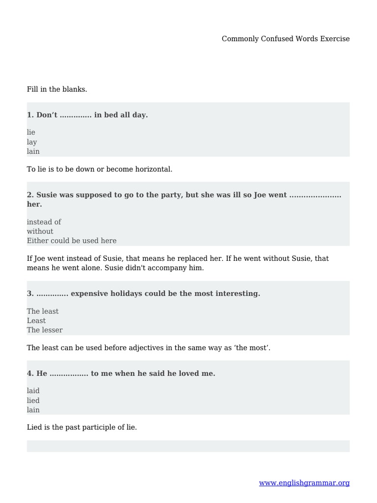 Commonly Confused Words Exercise | PDF | Language Families | Language ...